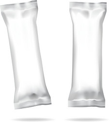 Blank white sachet packet with tear notches Vector Image