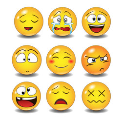 Set of cute smiley emoticons Royalty Free Vector Image