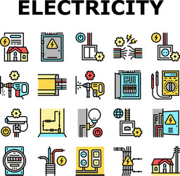 Electrical installation tool onboarding icons set Vector Image