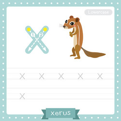 Letter x lowercase tracing practice worksheet Vector Image