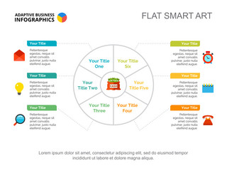 Six workflow elements slide template Royalty Free Vector