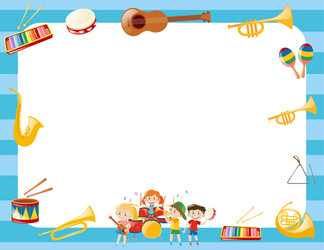 Paper template with instruments on border Vector Image