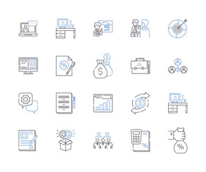 Business audit outline icons collection audit Vector Image