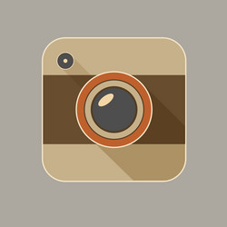 Flat long shadow retro camera icon Royalty Free Vector Image