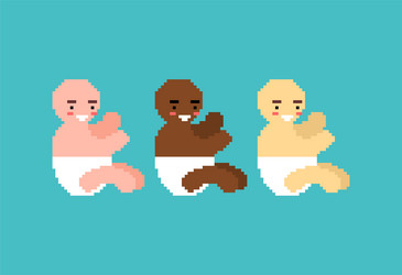 Little baby pixel art pattern seamless 8 bit Vector Image