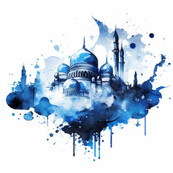 Watercolor beautiful painted islamic mosque Vector Image