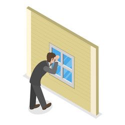 3d isometric flat set of peeking people Royalty Free Vector