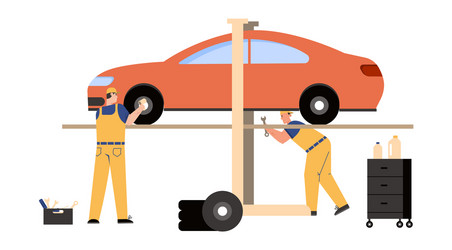 Car repair shop cartoon Royalty Free Vector Image