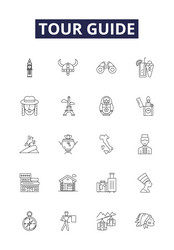 Traveler line icons and signs tourist Royalty Free Vector