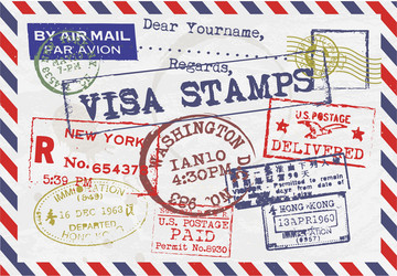 Various visa stamps background Royalty Free Vector Image
