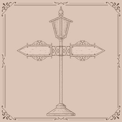 Vintage lamp post hand drawn sketch Royalty Free Vector