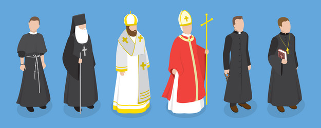 3d isometric flat set of religious leaders Vector Image