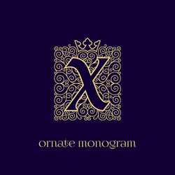 Monogram with crown y Royalty Free Vector Image