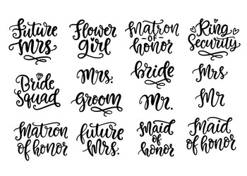 Bride groom lettering wedding modern calligraphy Vector Image