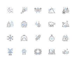 Winter outline icons collection snow sleet cold Vector Image