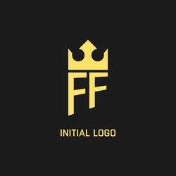 Ff initial shield crown logo Royalty Free Vector Image