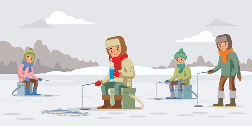 Ice fishing poster Royalty Free Vector Image - VectorStock