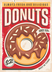 Donuts retro commercial sign design Royalty Free Vector