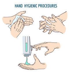 Hands using hand sanitizer disinfectant Royalty Free Vector