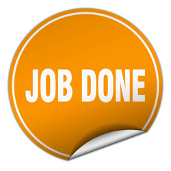 Done round orange sticker isolated on white Vector Image