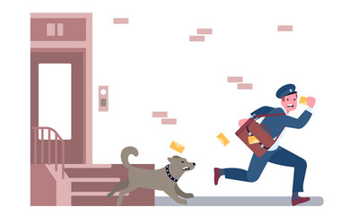 Kids fear boy running away from evil dog Vector Image