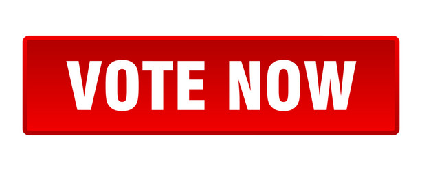 Vote now button rounded red sign Royalty Free Vector Image