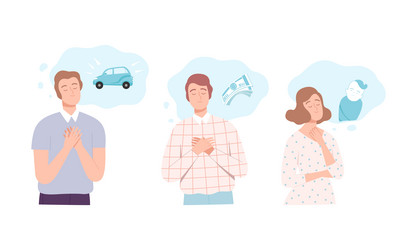 Young man and woman thought need in cloud Vector Image