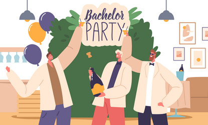 Male characters celebrate bachelor party Vector Image