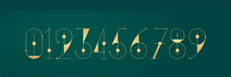 Numeric classic style gold color font set Vector Image