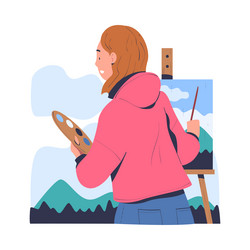 Woman character drawing nature landscape Vector Image