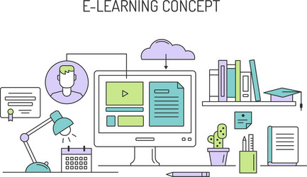 Computer deep learning round banner Royalty Free Vector