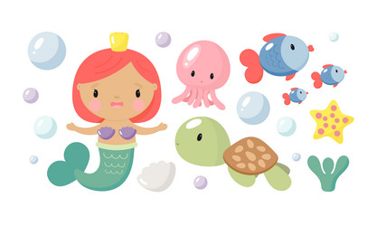 Cartoon sea characters Royalty Free Vector Image