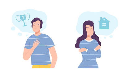 Young man and woman thought need in cloud Vector Image