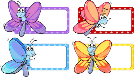 Different insects on square labels Royalty Free Vector Image