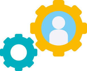 Gear wheels with avatar icon line style Royalty Free Vector