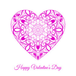 Pink fretwork floral heart happy Royalty Free Vector Image