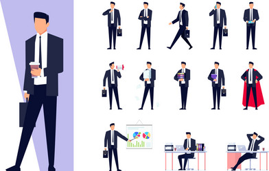 Businessman in a flat style isolated on white Vector Image