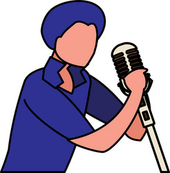 Singer with microphone character Royalty Free Vector Image