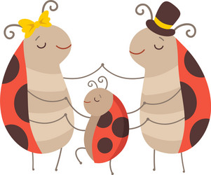 Happy ladybug family mother ladybug and her child Vector Image
