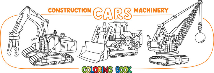 Funny wrecking ball truck with eyes coloring book Vector Image Funny wrecking ball truck with eyes coloring book Vector Image