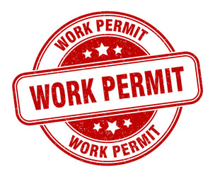 Work permit stamp label round grunge Royalty Free Vector