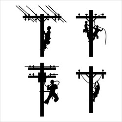Set of electric workers lineman silhouettes Vector Image