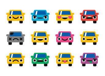 Car emoticon face smiles icons set Royalty Free Vector Image