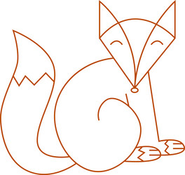 Simple contour filled fox for kids Royalty Free Vector Image