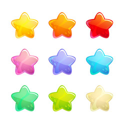 Cute cartoon colorful glossy stars set Royalty Free Vector