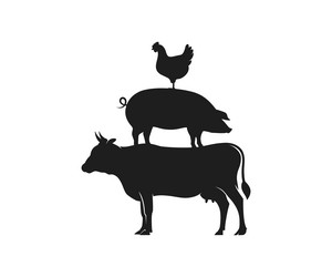 Farm Animals: Cows, Pigs, Chickens Royalty Free Vector Image