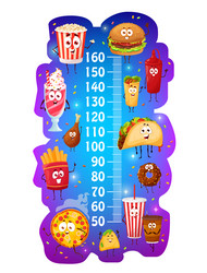 Kids height chart wall metter with funny cartoon Vector Image