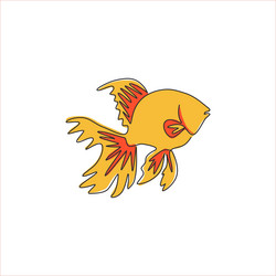One single line drawing adorable goldfish Vector Image