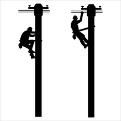 Set of electric workers lineman silhouettes Vector Image