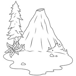 Hand drawn of volcano mountain line art Royalty Free Vector